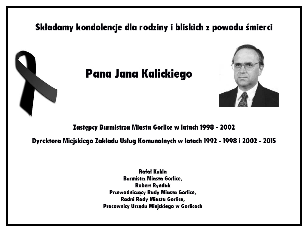 Zmarł Jan Kalicki - Wydział Informacji i Promocji - Gorlice - Urząd ...