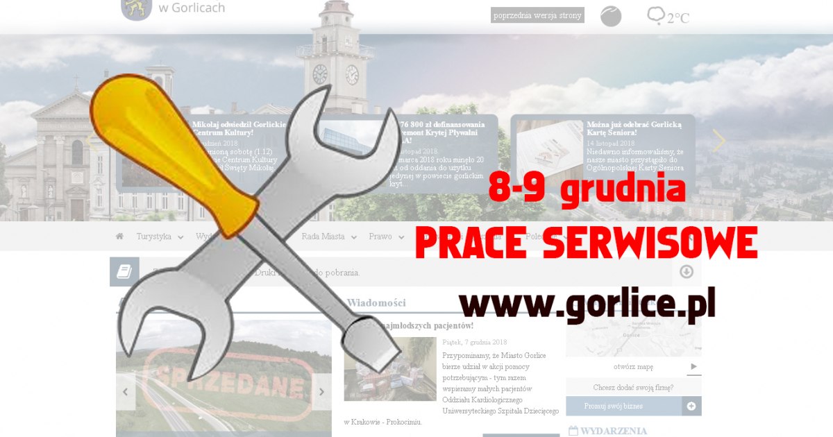 Prace serwisowe na www.gorlice.pl - Biuro Informacji i Promocji - Gorlice - Urząd Miejski w ...